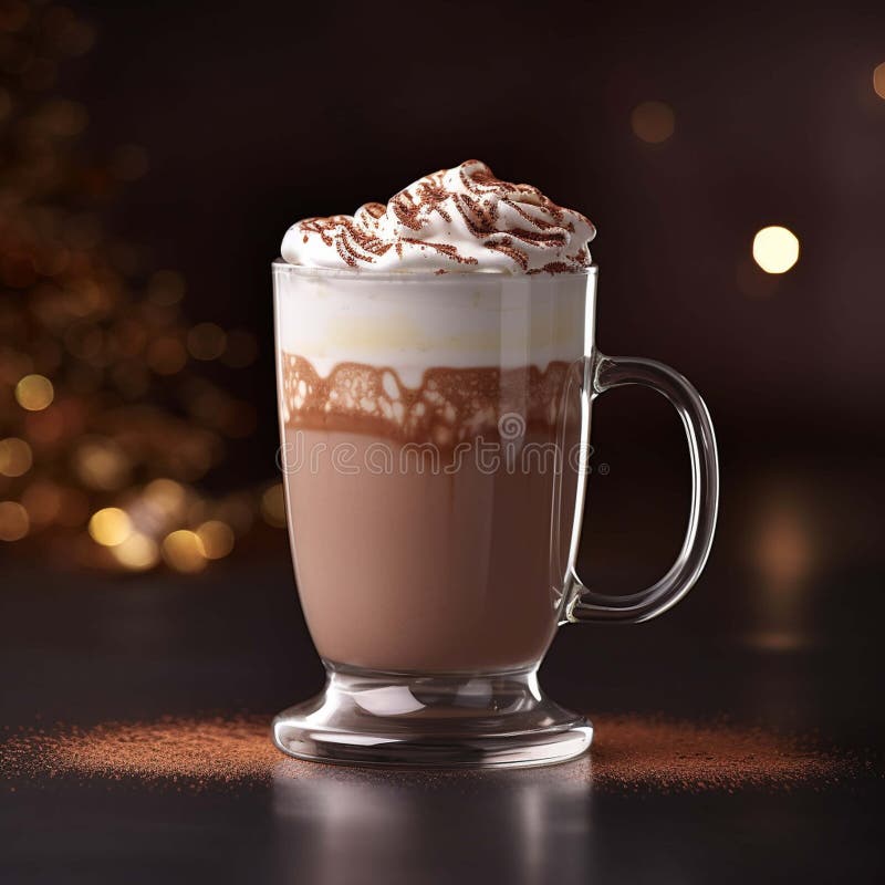 Hot Cocoa Steaming Inside a Glass Cup - Generative Ai Illustration ...