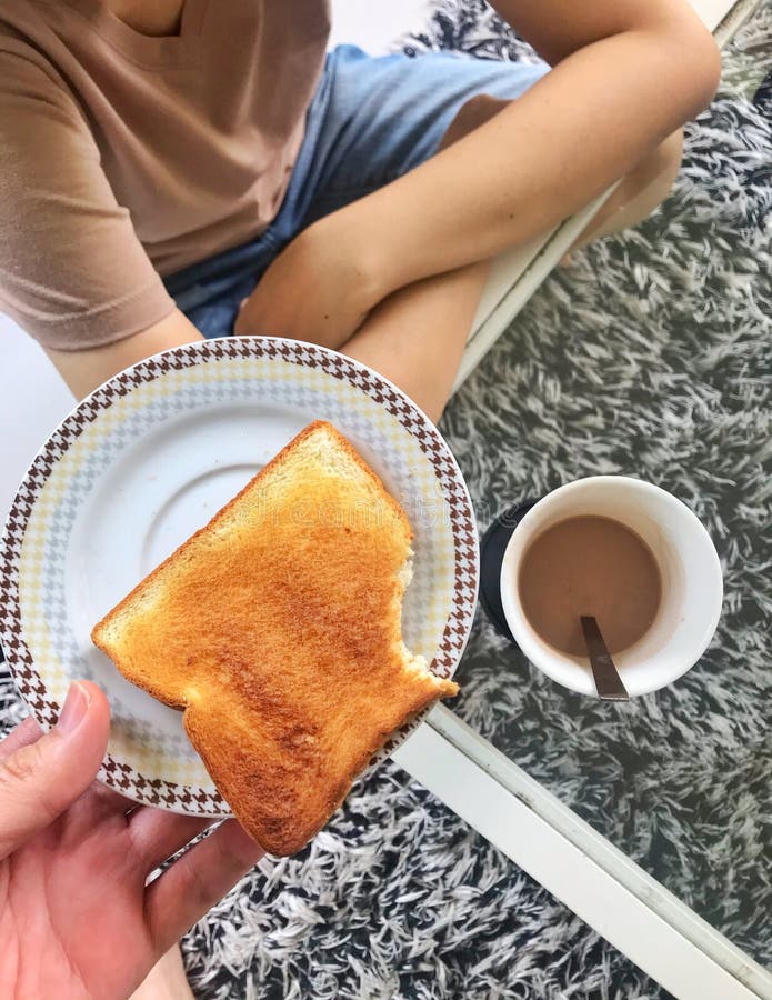 Hot Cocoa and Toast. Breakfast in the Morning Stock Image - Image of ...