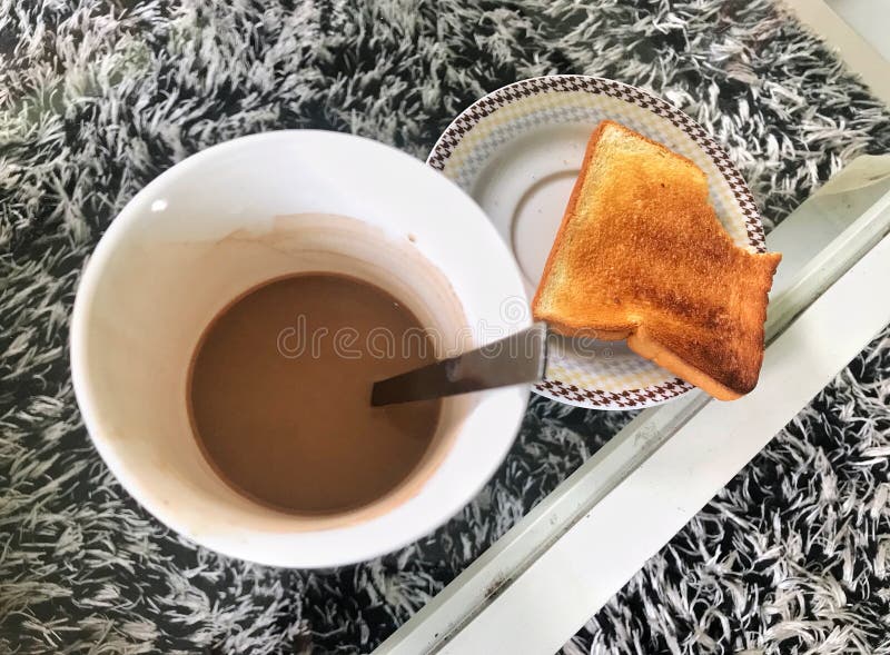 Hot Cocoa and Toast. Breakfast in the Morning Stock Photo - Image of ...