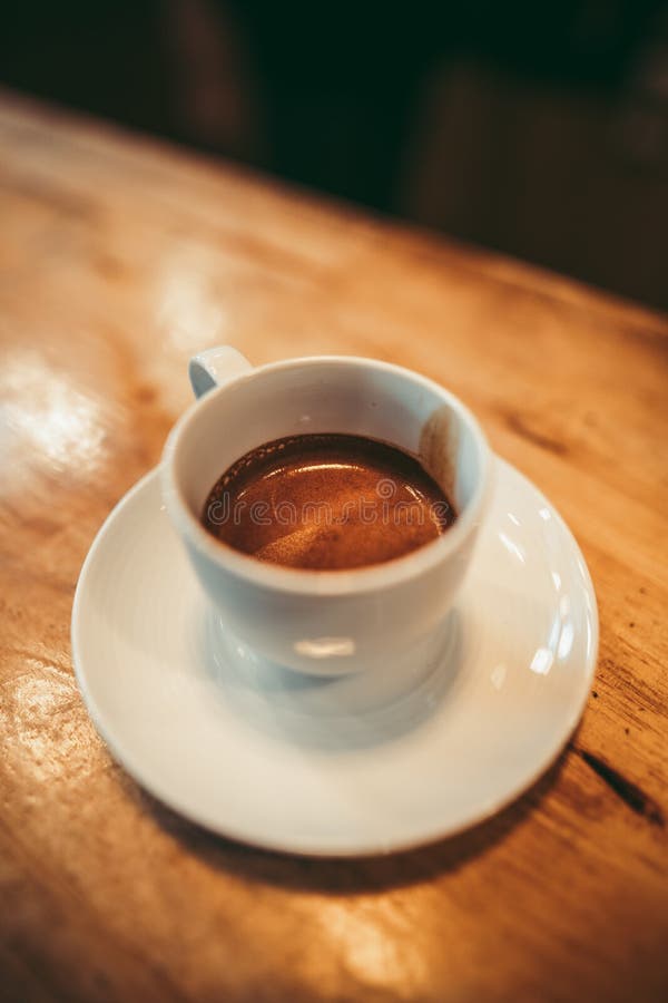 Hot Coffee in the Cafe Coffee Cup in the Cafe Bar Stock Image - Image ...