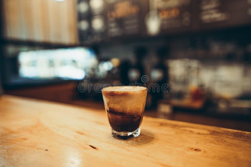 Hot Coffee in the Cafe Coffee Cup in the Cafe Bar Stock Photo - Image ...
