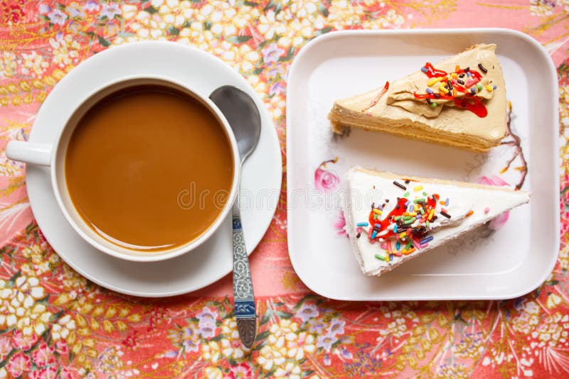 Hot Coffee and Cake for Break. Stock Image - Image of healthy ...