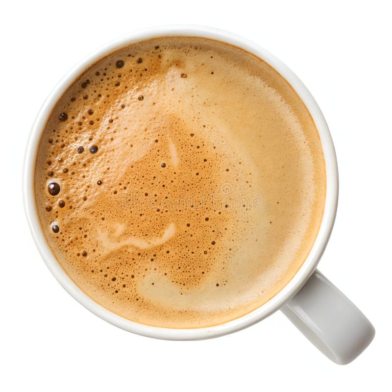 Hot Coffee with Cream Top View Isolated on White Background Stock ...