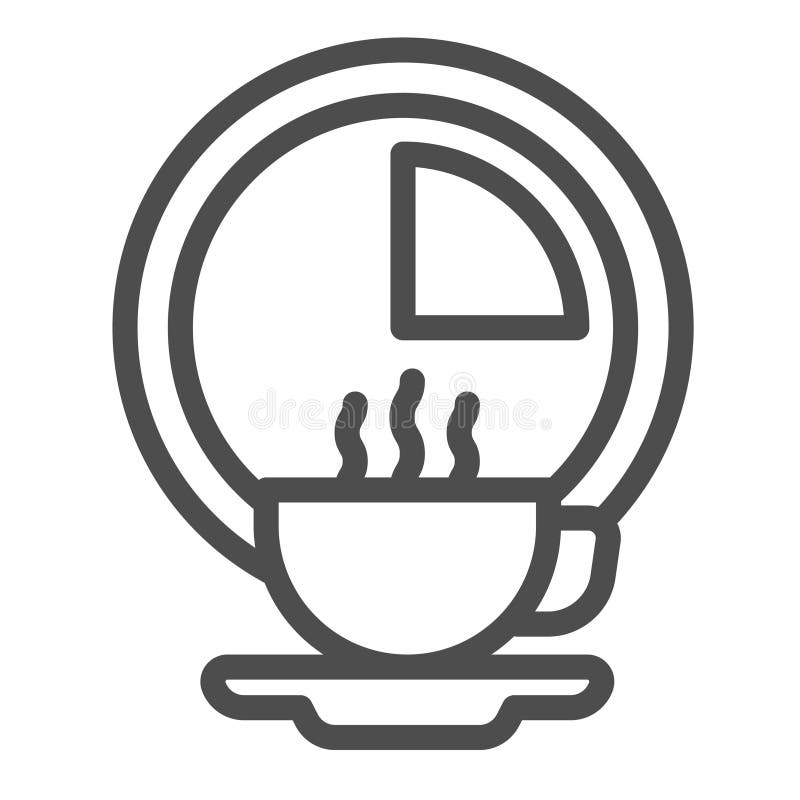 Hot Coffee Cup and Clock Line Icon, Remote Work Concept. Vector ...
