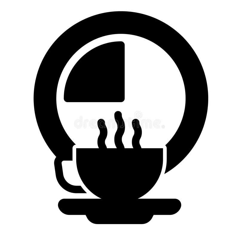 Hot Coffee Cup and Clock Solid Icon, Remote Work Concept. Vector Graphics Stock Illustration ...