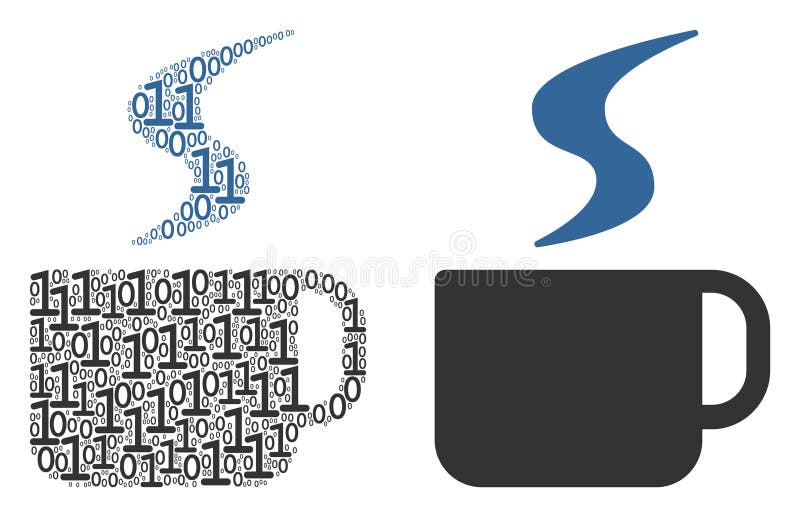 Hot Coffee Cup Mosaic of Binary Digits Stock Vector - Illustration of ...