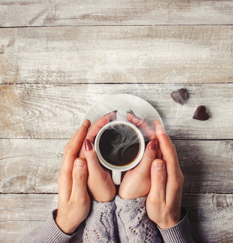 Hot Coffee in the Hands of a Loved One. Stock Image - Image of brewed ...