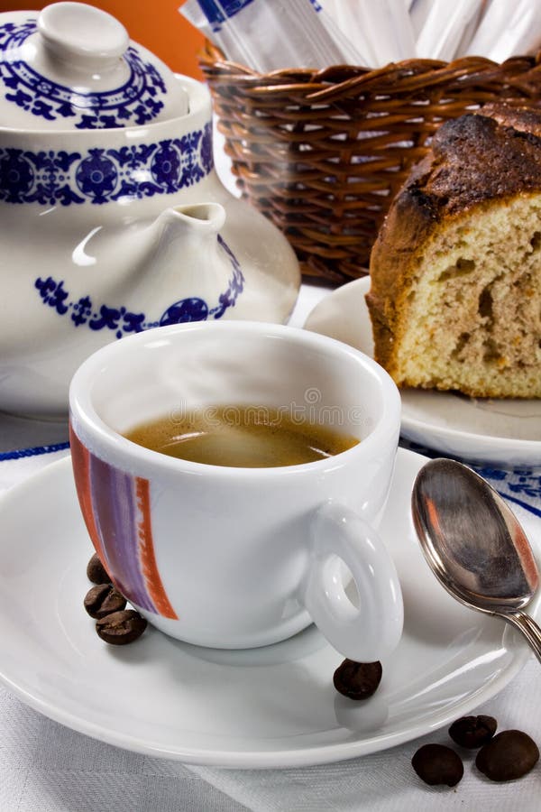 An Hot Coffee for the Italian Breakfast Stock Photo - Image of ...