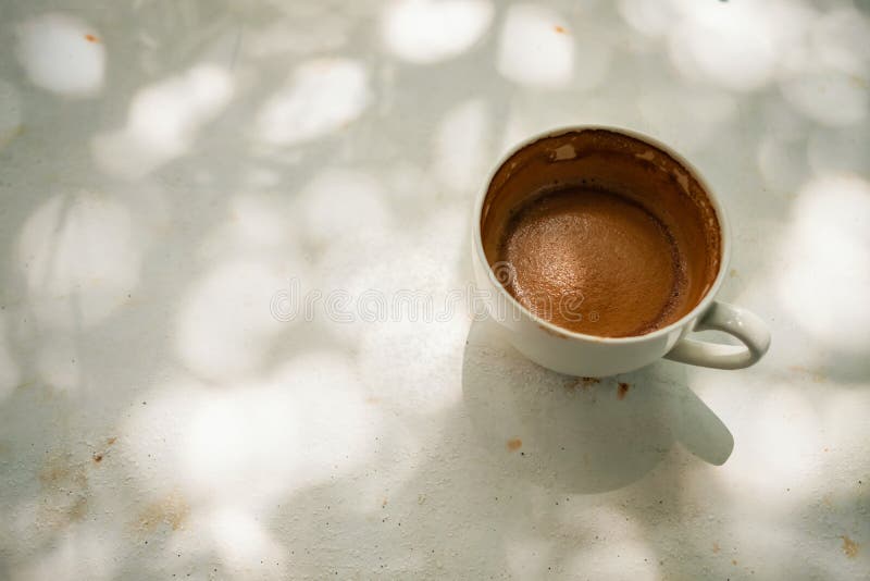 Hot Coffee Latte Cup on White Table Under the Tree Stock Photo - Image ...