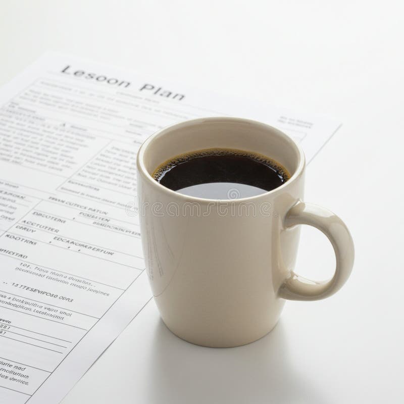 Hot Coffee and Lesson Plan: a Focused Workspace Stock Illustration ...