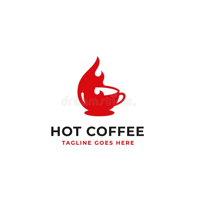 Hot Coffee Logo Design Fire and Cup Element Vector Illustration Stock ...
