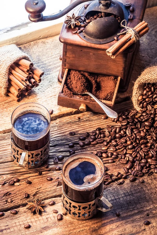 Hot Coffee Made of Grinding Grains Stock Image - Image of retro, bean ...