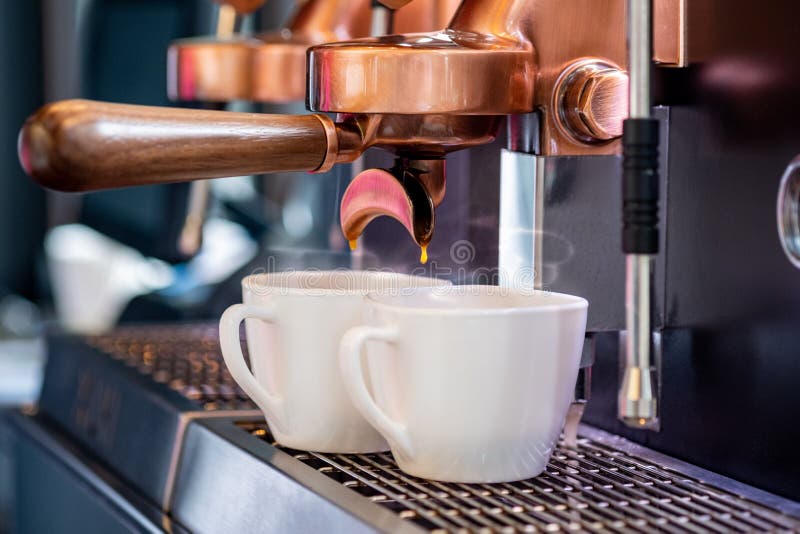 Hot Coffee Made by Professional Coffee Machine. Stock Image - Image of ...