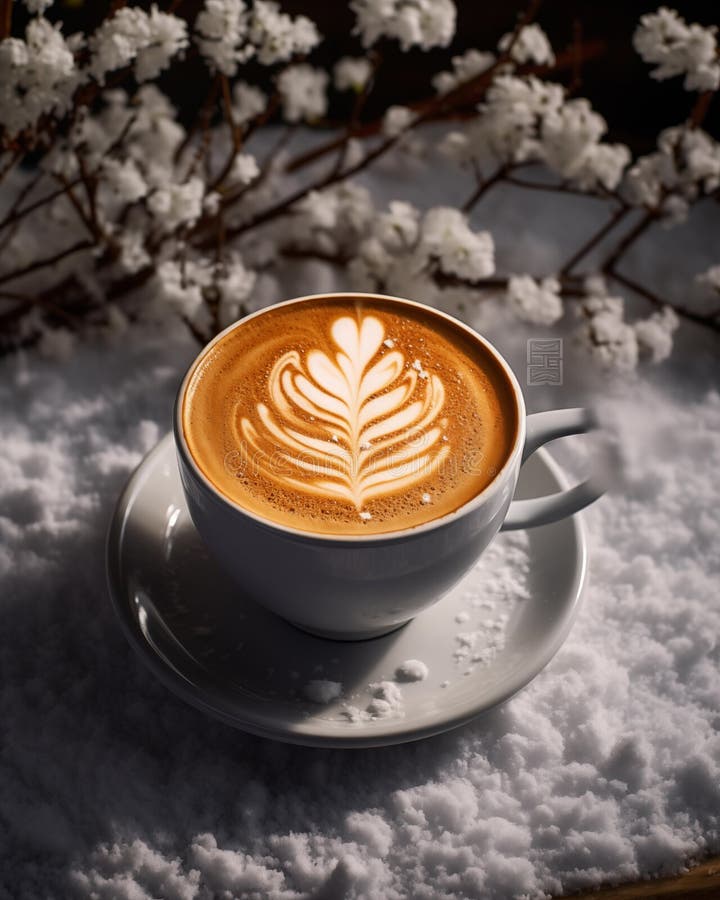 Hot Coffee Mug Lying on the Snow in Winter. Stock Illustration ...