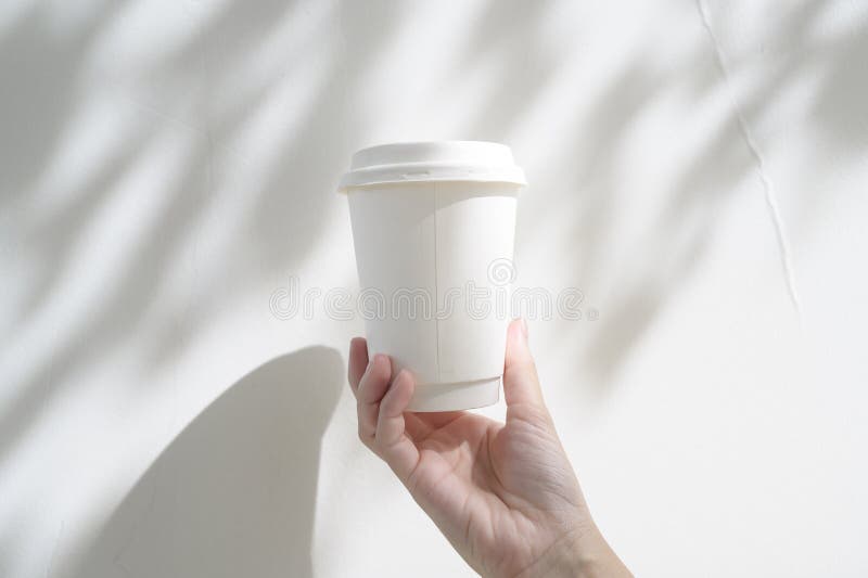 Hot Coffee Paper Cup in Cafe Restaurant Stock Photo - Image of hand ...