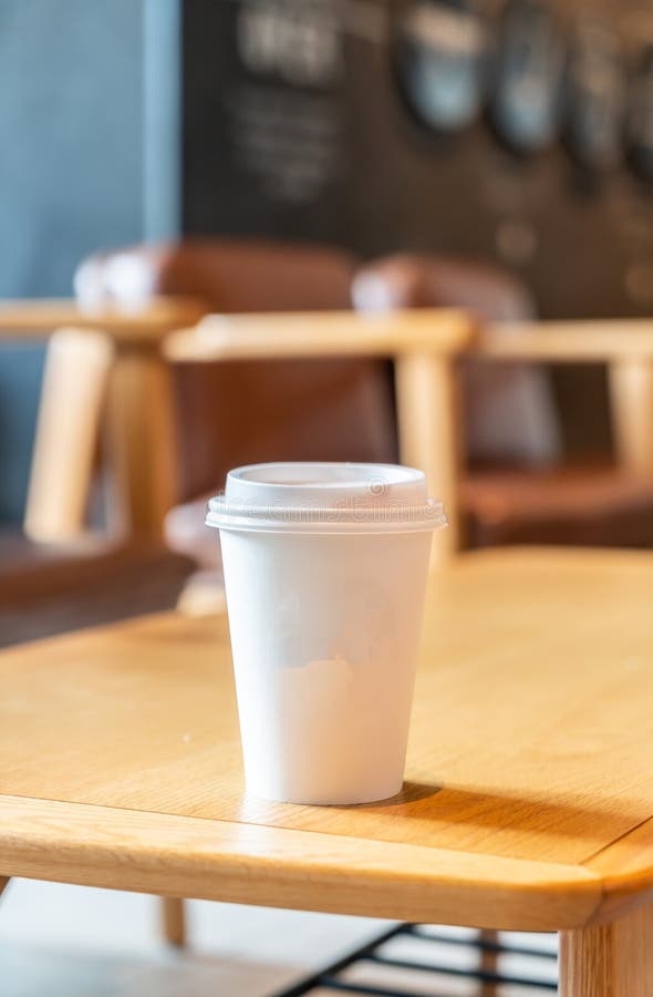 Hot Coffee Paper Cup in Coffee Shop Stock Image - Image of container ...