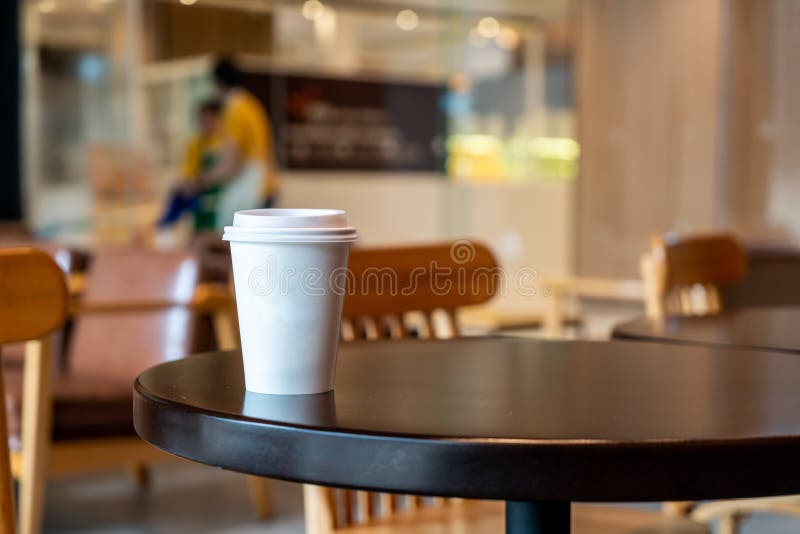 Hot Coffee Paper Cup in Coffee Shop Stock Image - Image of cappuccino ...