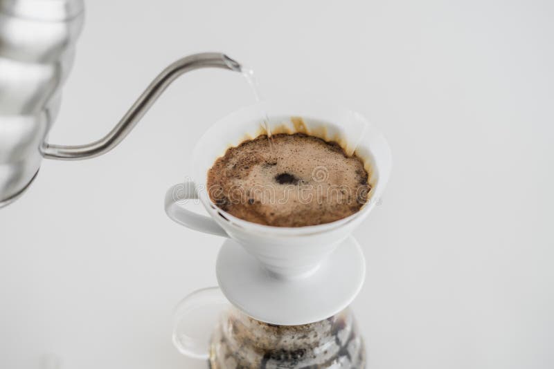 Making Drip Coffee Black Coffee with White Background Stock Photo ...
