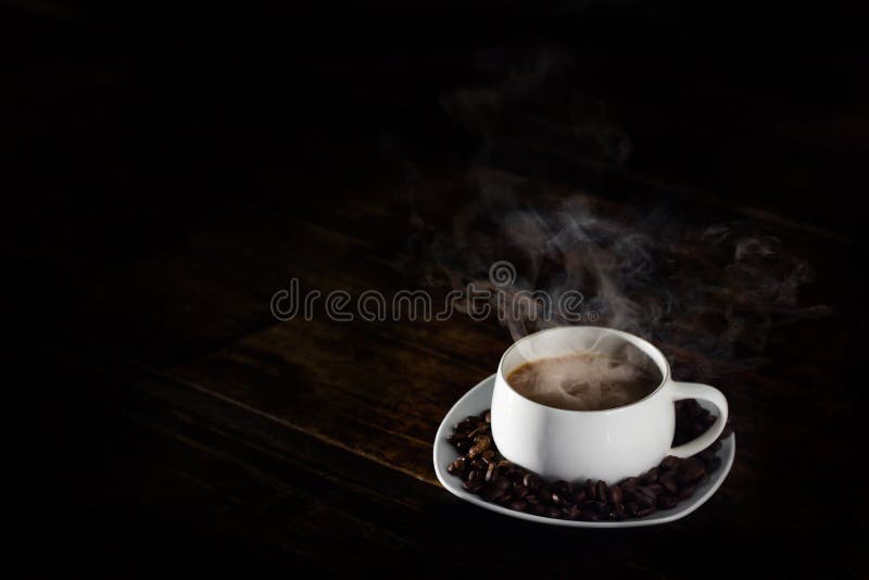 Hot Coffee with Smoke,coffee Cup Stock Photo - Image of drink, space ...
