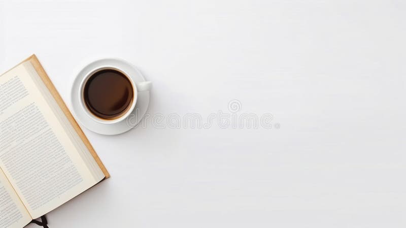 Hot Coffee on White Background, Reading Idea Relaxing View at Leisure ...