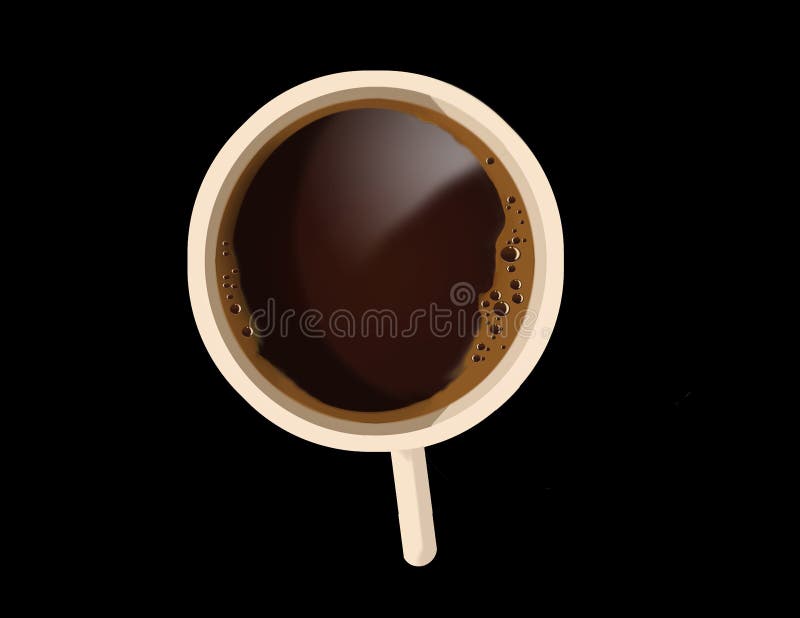 Hot Coffee in a White Mug is Seen from Above Stock Illustration ...