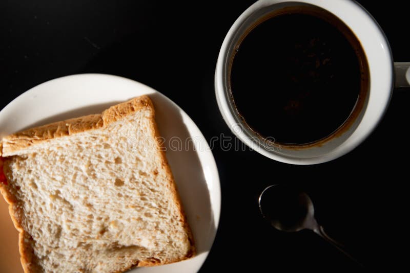 Hot Coffee and Whole Wheat Bread Stock Image - Image of background ...