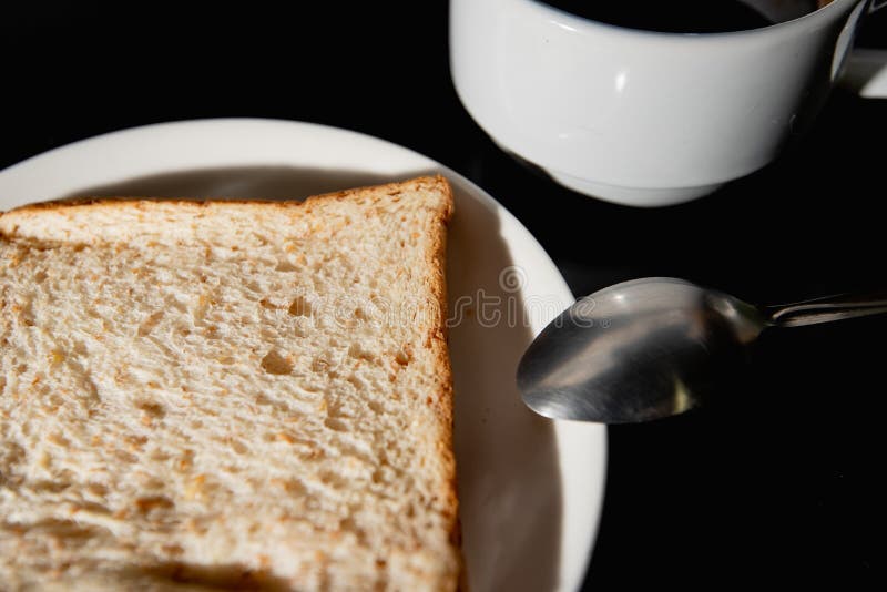 Hot Coffee and Whole Wheat Bread Stock Image - Image of marble, plate ...
