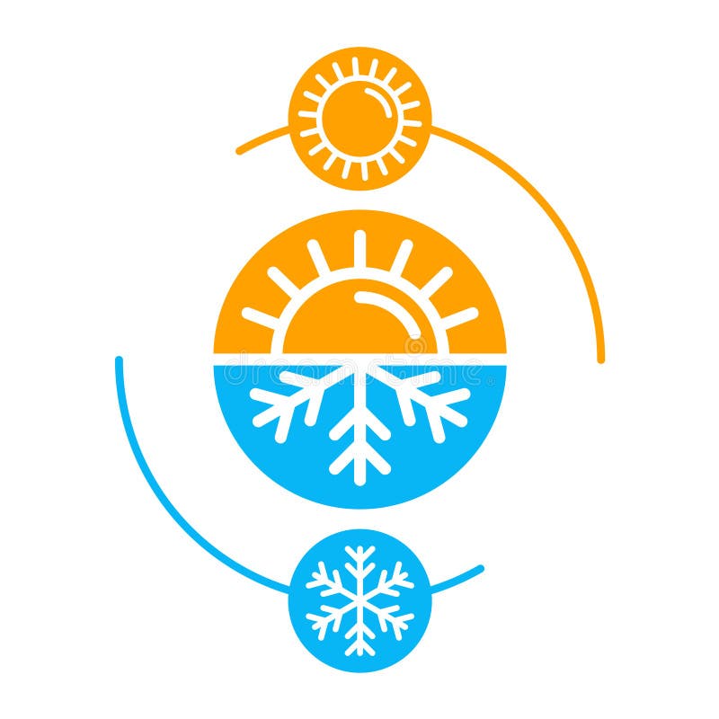 Climat Change Icon - Sun and Snowlafke Stock Vector - Illustration of ...