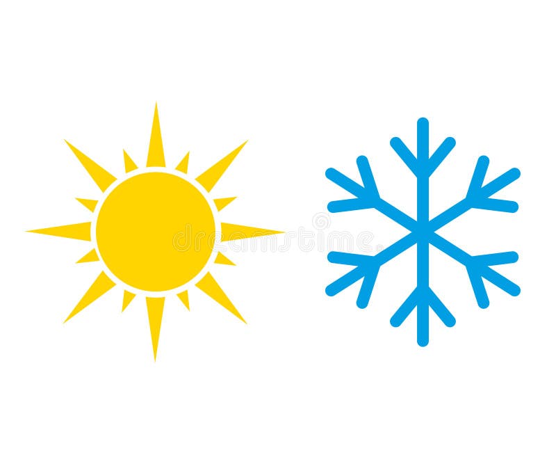Hot and Cold Sun and Snowflake Icons. Vector. Stock Vector ...