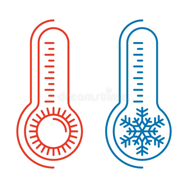 Hot and Cold Temperature Flat Icons Stock Illustration - Illustration ...