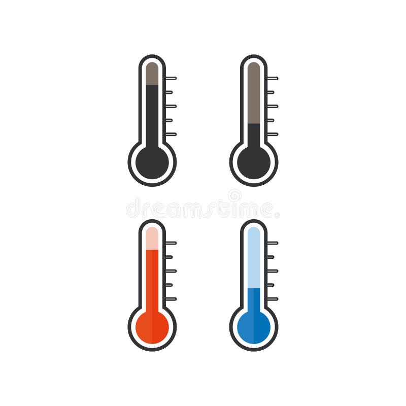 Hot and Cold Temperature Icon Set. Thermometer Illustration Symbol ...