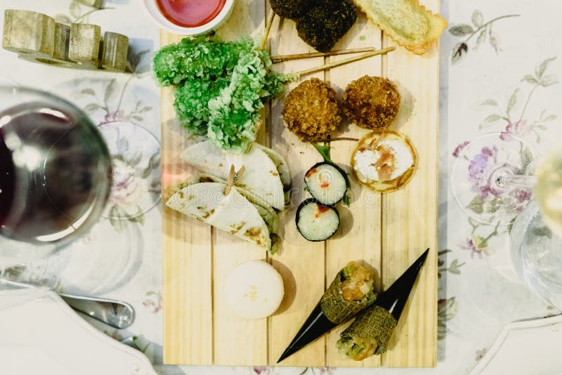 Hot and Cold Wedding Snacks for the Guests at the Reception Stock Image ...