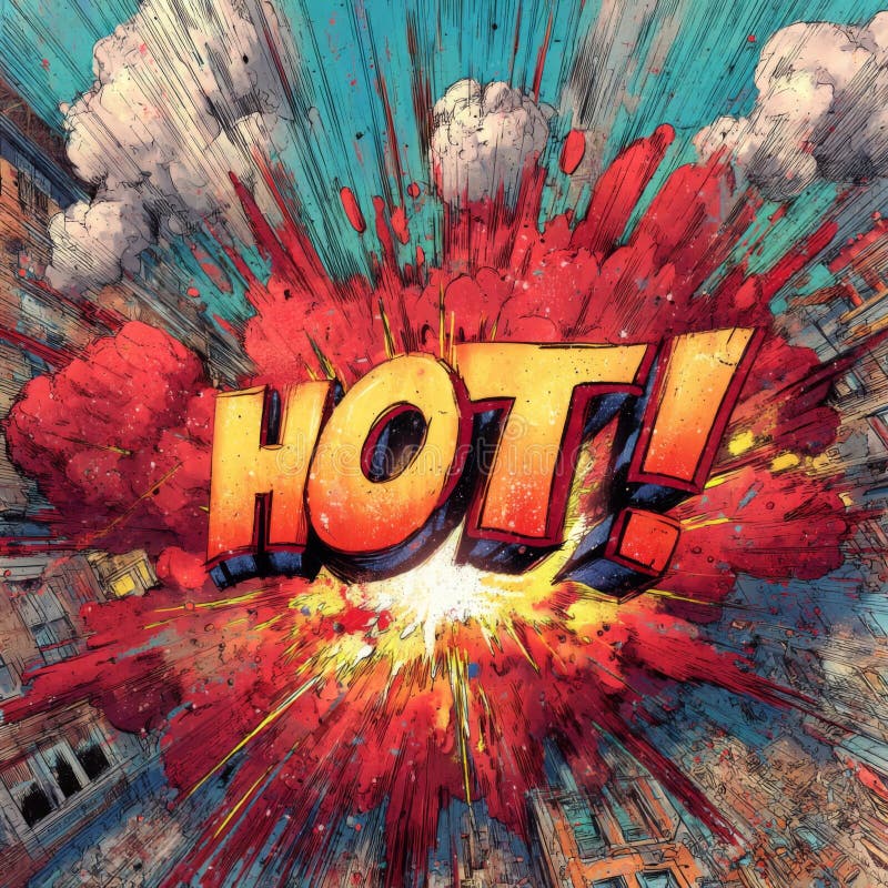 Hot Comic Book Explosion Red Yellow Background Stock Illustration ...