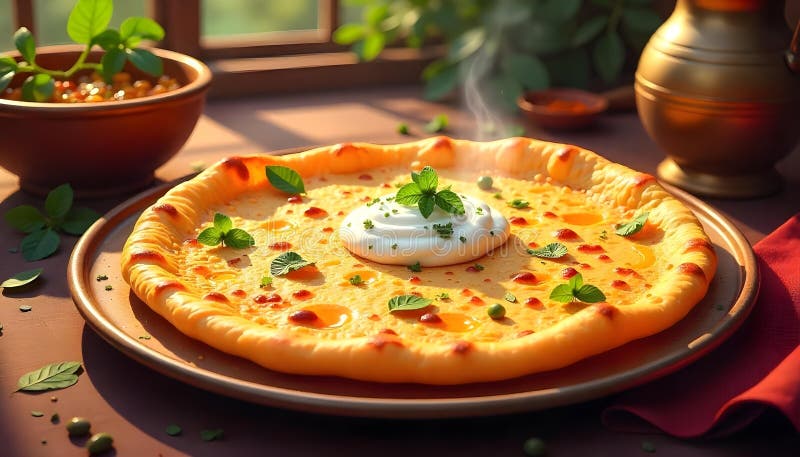 Hot and Crispy Aloo Paratha with Golden Edges Stock Illustration ...