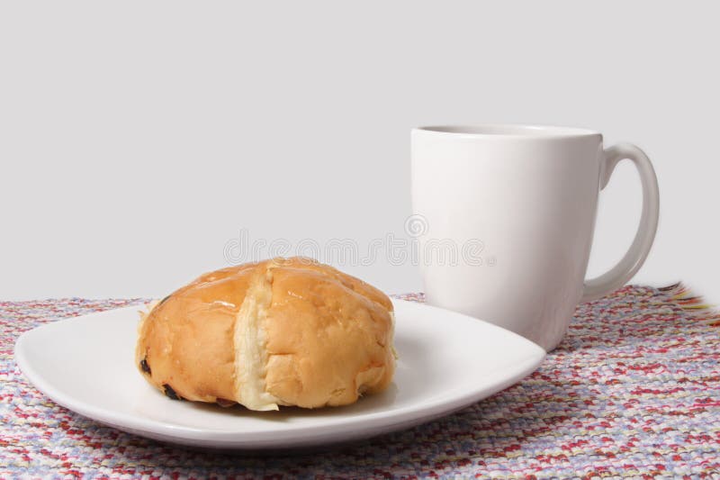 Hot cross bun and coffee stock photo. Image of easter - 4488870