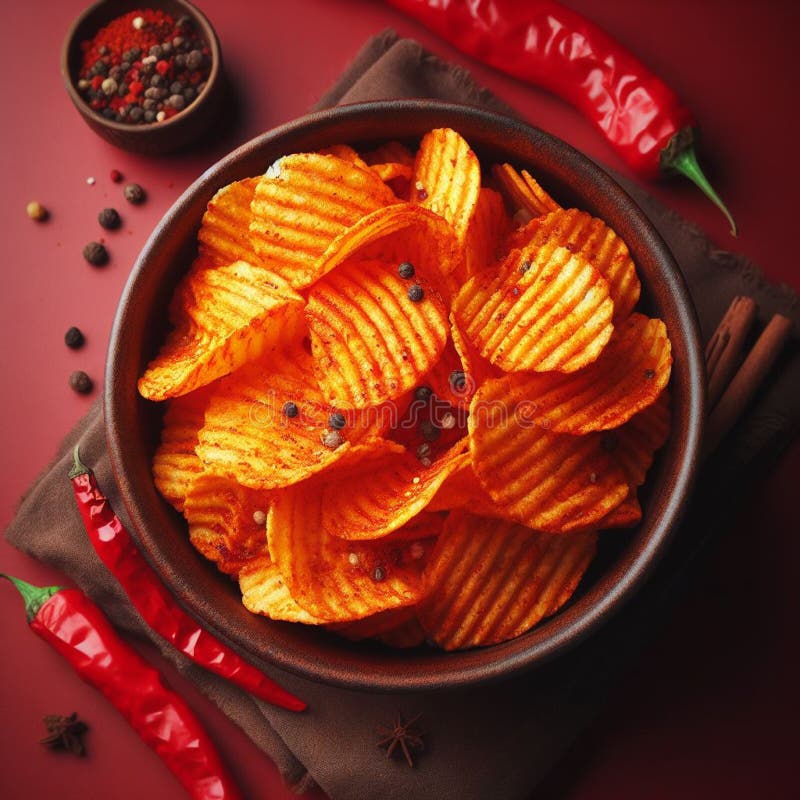 Hot and Crunchy Potato Chips Stock Photo - Image of breakfast, orange ...