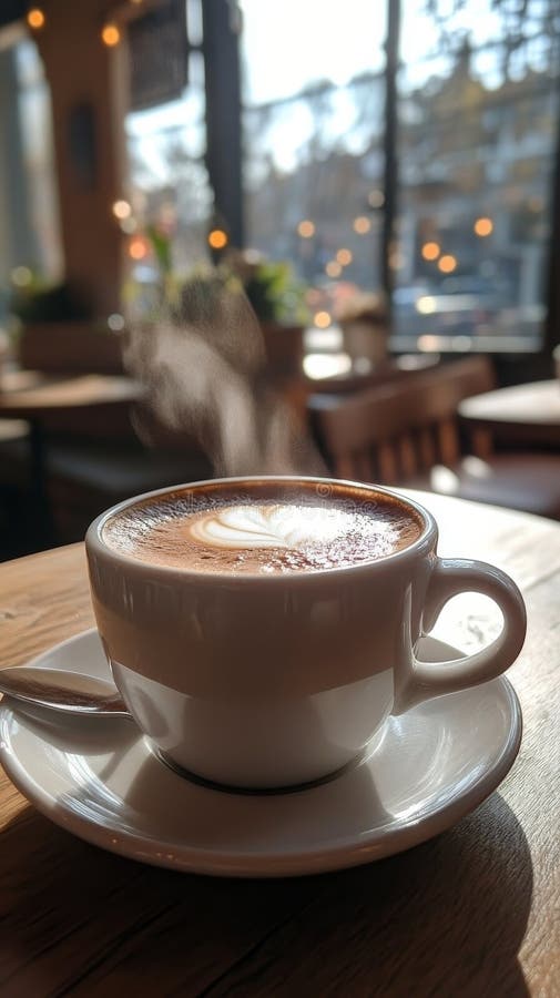 Enjoying a Hot Coffee in a Cozy Cafe with Natural Light during the ...