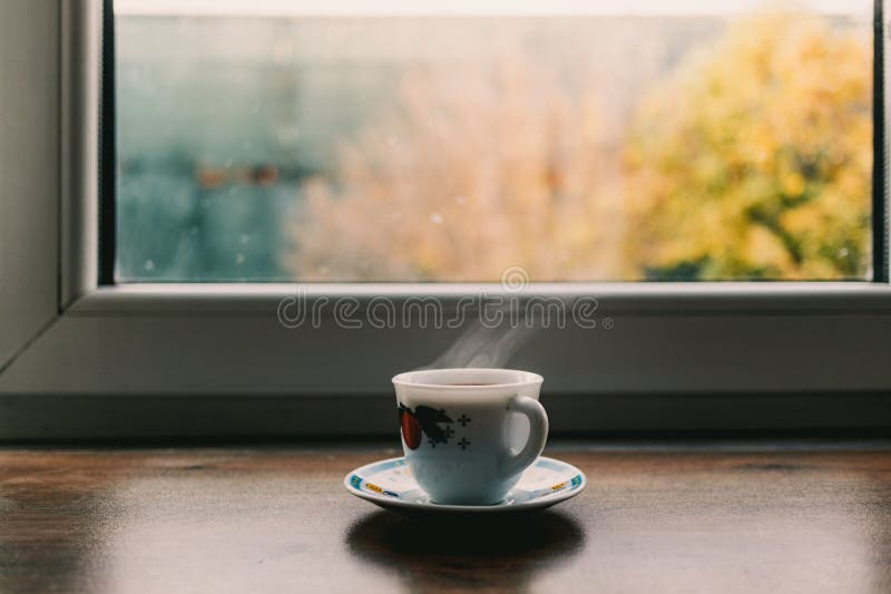 Hot Cup of Tea in Bright Light Morning by the Window. Stock Image ...