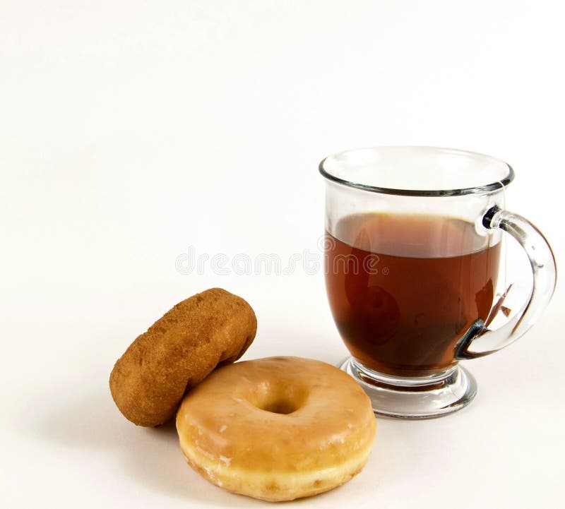 Hot Cup of Tea with Donuts with Copy Space Stock Image - Image of heat ...