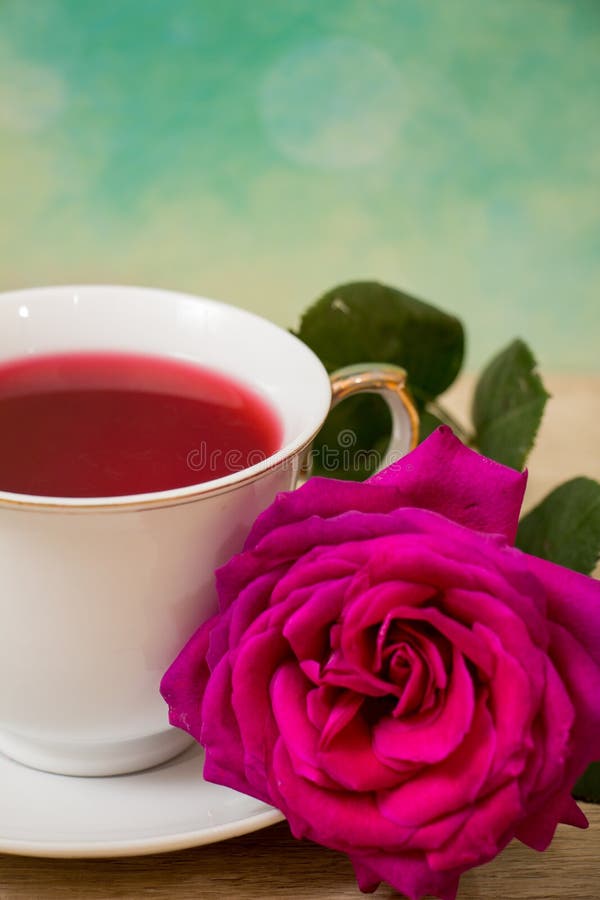 Hot Cup of Tea and Pink Flower Stock Photo - Image of lemons, breakfast ...