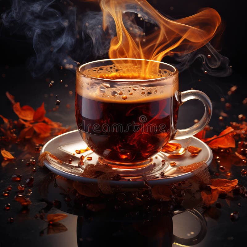 A Hot Cup of Tea with a Rich Aroma and a Dark Brown Liquid Stock ...