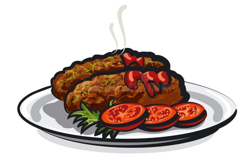 Cutlet with potato stock illustration. Illustration of beef - 60768806