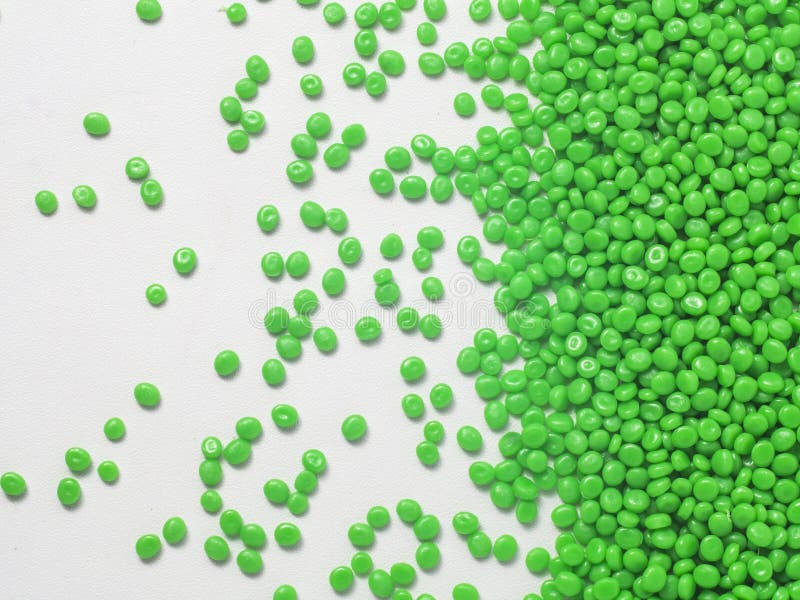 Hot Cutting Type Green Masterbatch Granules on White Background ...
