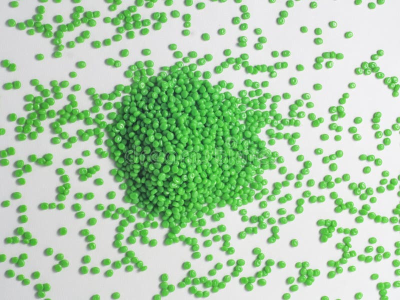 Hot Cutting Type Green Masterbatch Granules on White Background ...