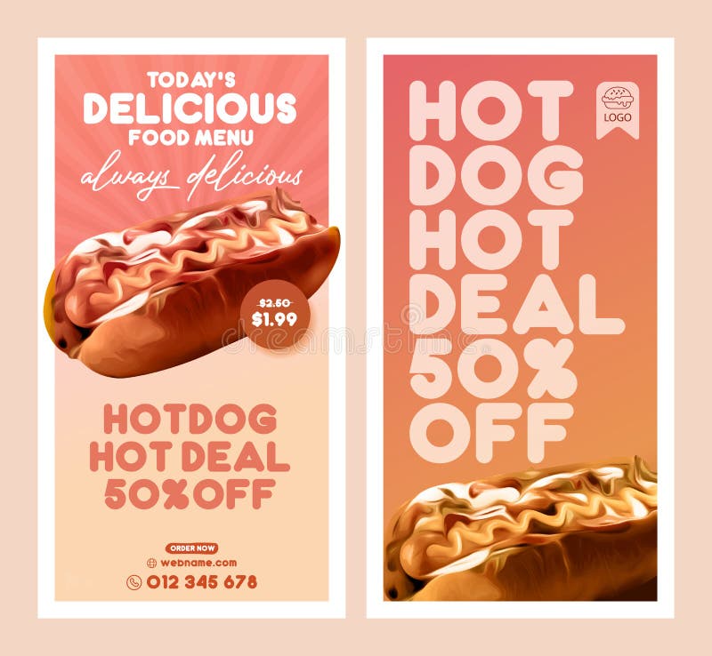 Hot Deal Hot Dog Banner Design Template Stock Vector - Illustration of ...