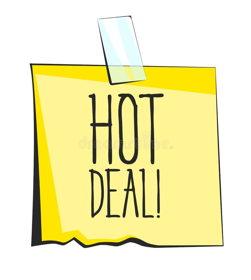 Hot Deal Paper Sticky Note. Retro Reminder Sticker Stock Illustration ...