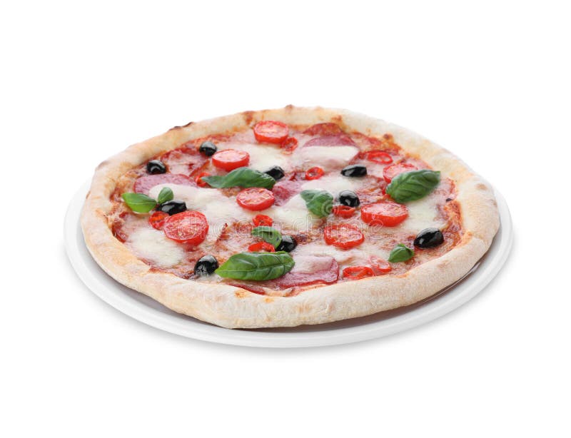 Hot Delicious Pizza Diablo Isolated Stock Image - Image of cooking ...