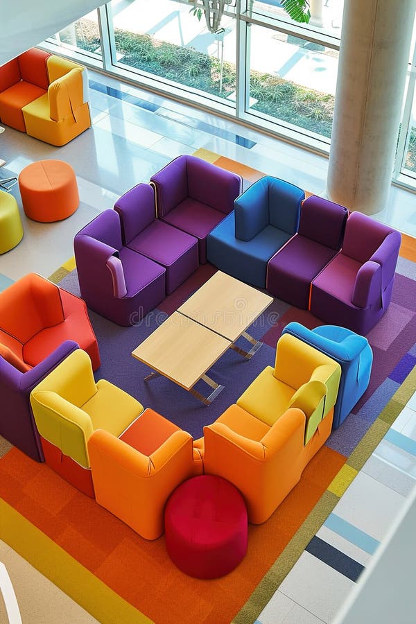 Hot-desking and Collaborative Seating Arrangements Stock Illustration ...