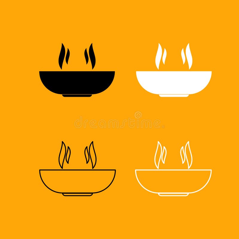 Hot Dish Set Black and White Icon . Stock Vector - Illustration of ...
