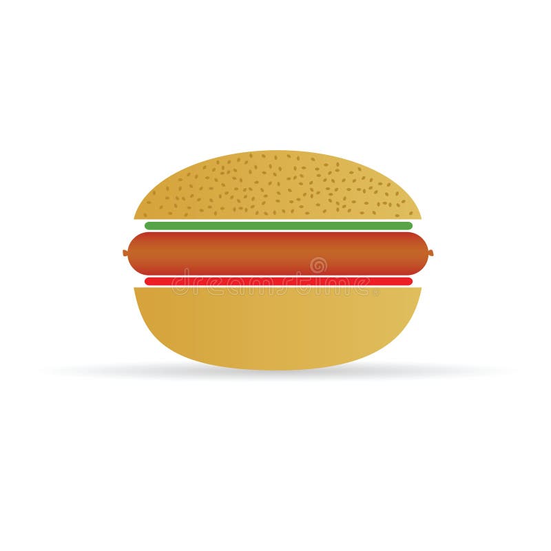 Hot Dog in a Bun Vector Illustration Stock Vector - Illustration of ...
